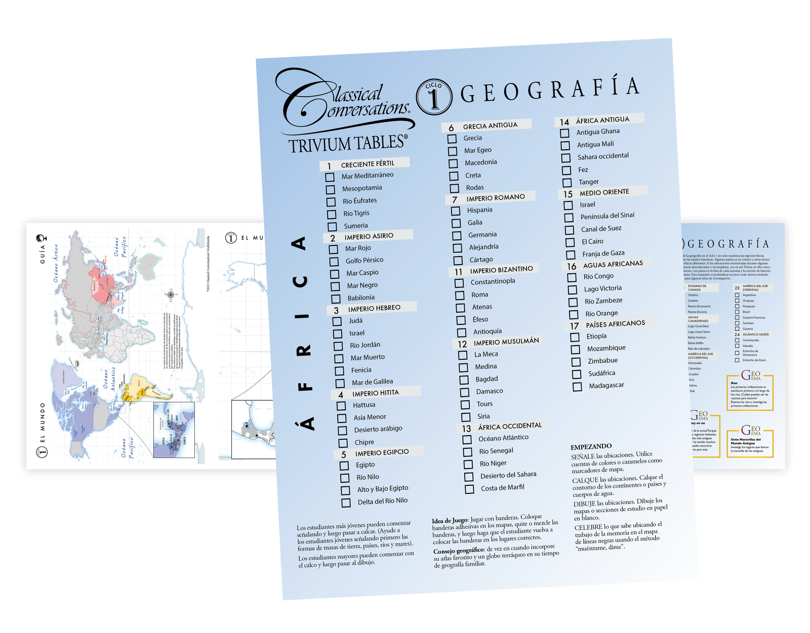 Trivium Tables: Geography Cycle 1 Spanish Product (Tablas trivium geog